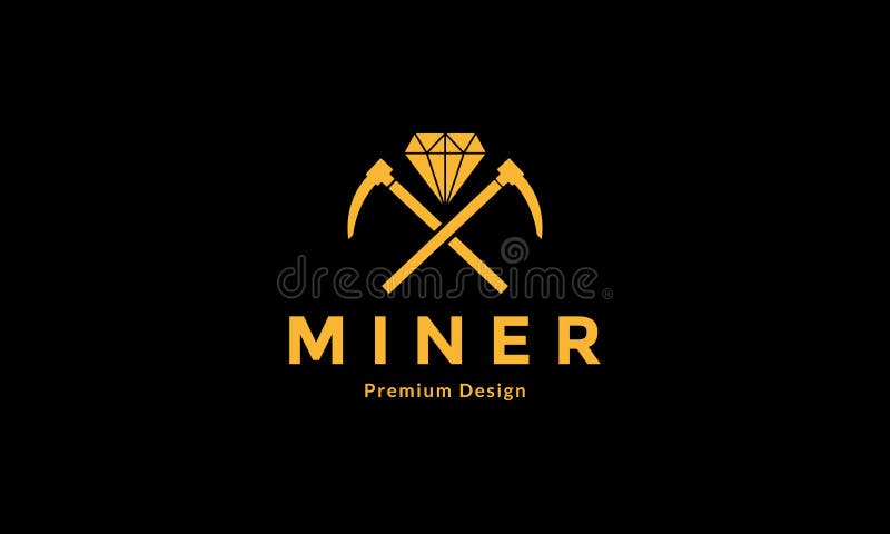 Miners with Diamond Gold Logo Design Vector Icon Symbol Illustration ...