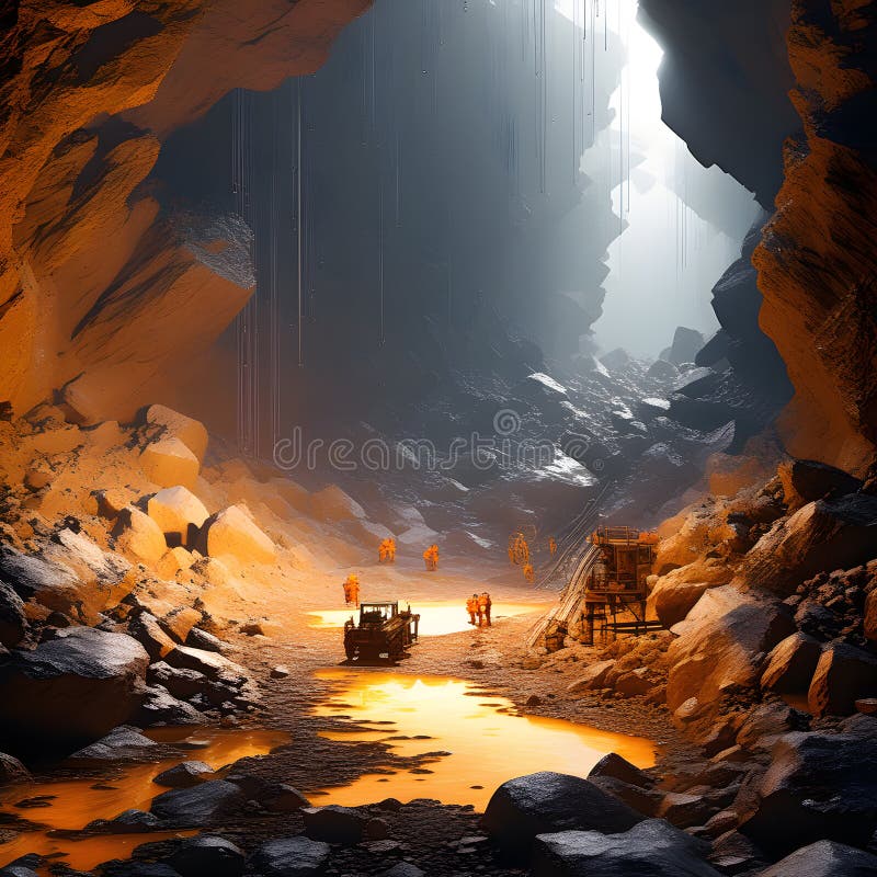 Underground Mining, Ai-generatet Stock Illustration - Illustration of ...