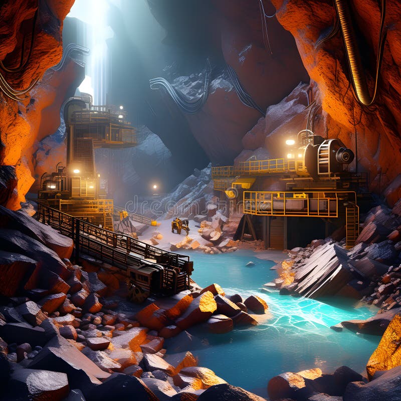 Underground Mining, Ai-generatet Stock Illustration - Illustration of ...
