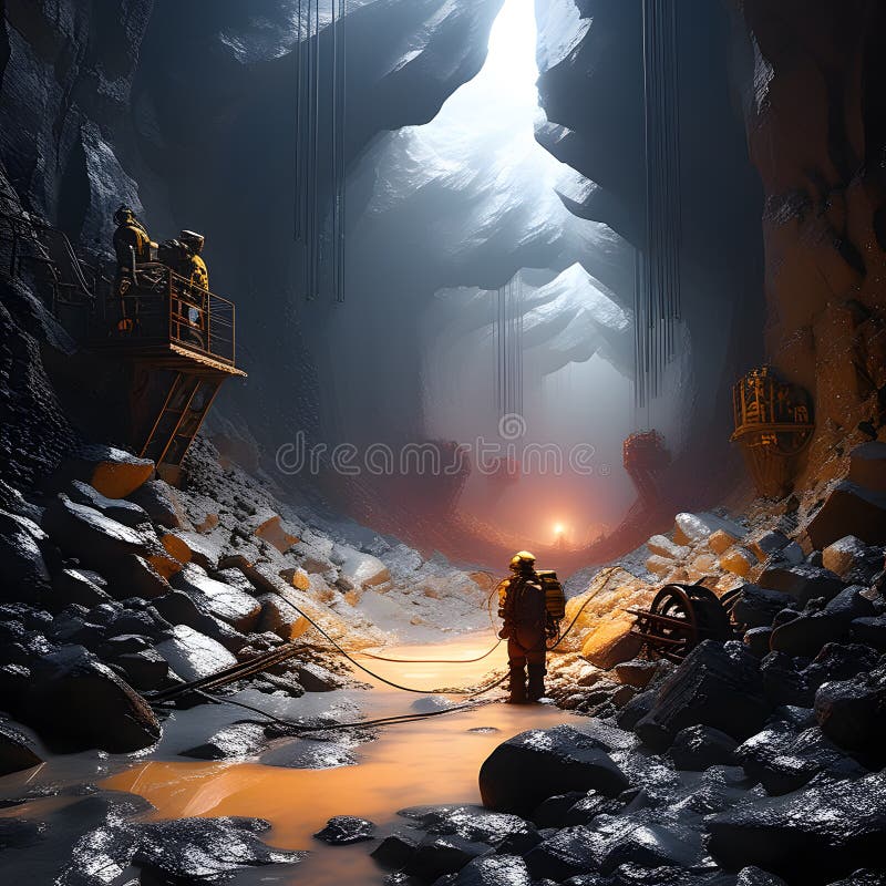 Underground Mining, Ai-generatet Stock Illustration - Illustration of ...