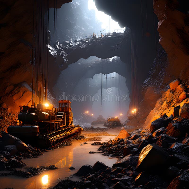 Underground Mining, Ai-generatet Stock Illustration - Illustration of ...