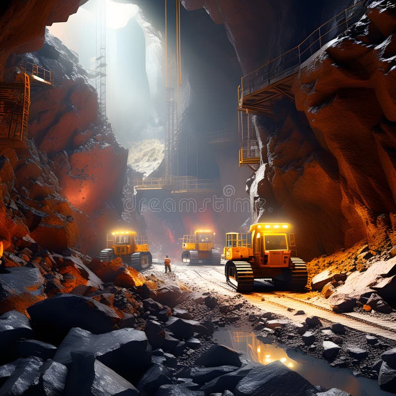 Underground Mining, Ai-generatet Stock Illustration - Illustration of ...