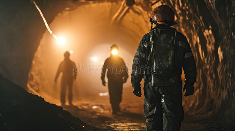 Miners in the Mine Go To Work Stock Photo - Image of equipment ...