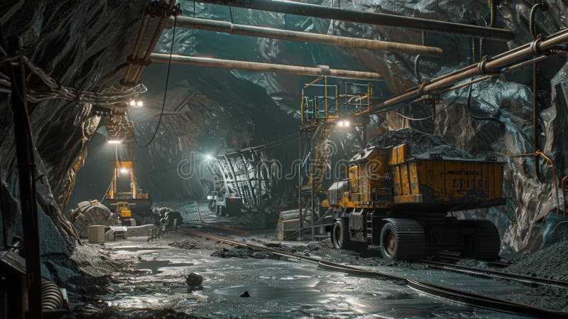 Miners in an Underground Mine Stock Illustration - Illustration of ...