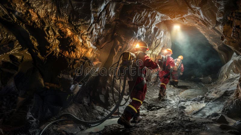 Miners in an Underground Mine Stock Image - Image of workforce ...