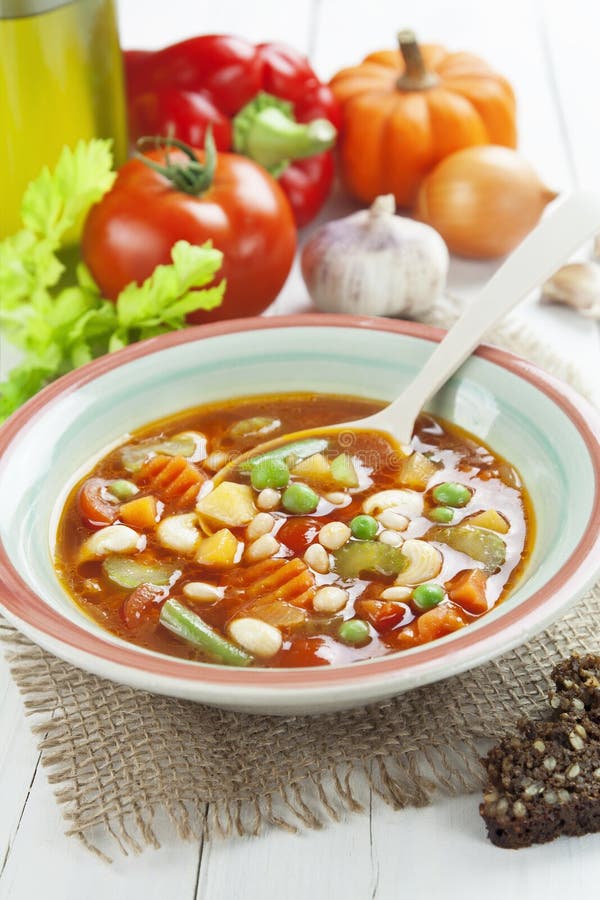 Minestrone stock image. Image of italian, soup, spaghetti - 38423355