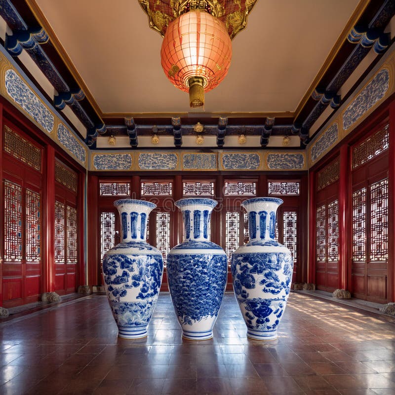 Ming vases, AI generated stock illustration. Illustration of ancient ...