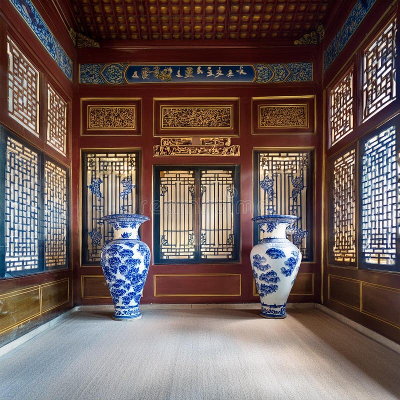 Ming vases, AI generated stock illustration. Illustration of ...