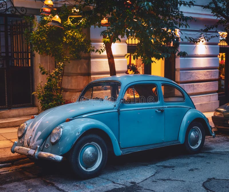 Mini Beetle Somewhere in Europe Stock Photo - Image of classic, doors ...