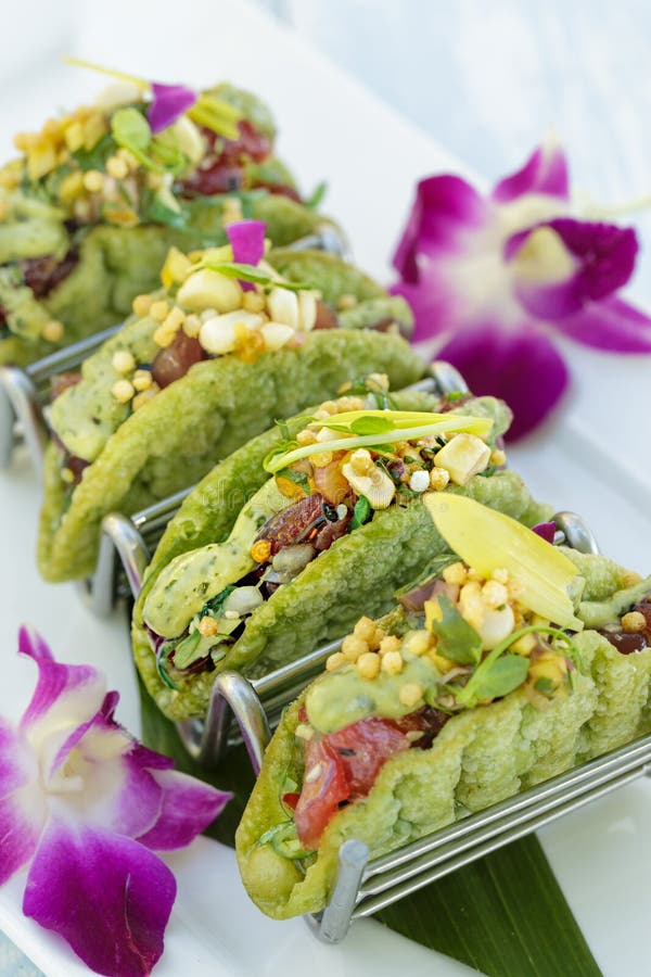 Mini Ahi Poke Tacos stock image. Image of meal, light - 74786123