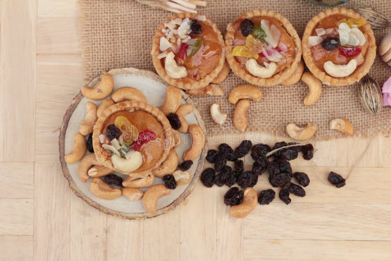 Mini Almond Nuts,fruit Tart is Delicious. Stock Image - Image of snack ...