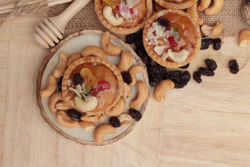 Mini Almond Nuts,fruit Tart is Delicious. Stock Image - Image of ...