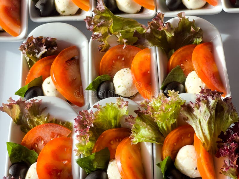 Mini Appetizer Salad with Tomatoes and Mozzarella Stock Image - Image ...