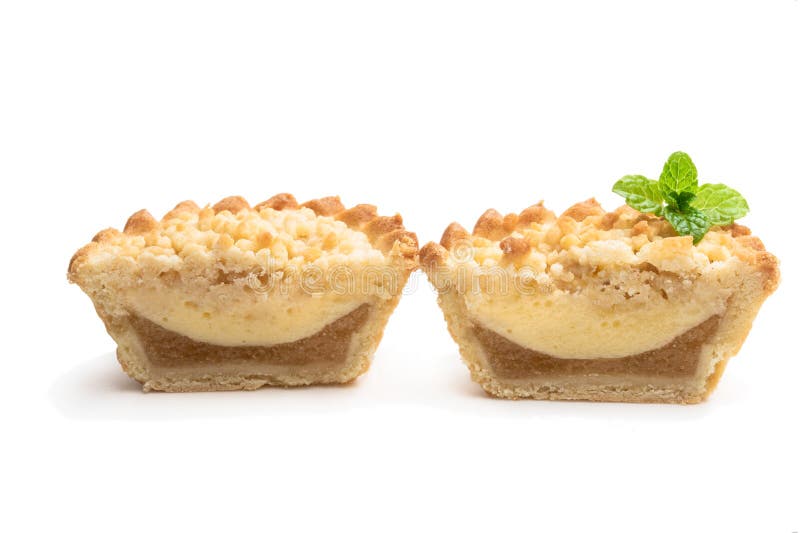 Mini Apple and Pear Custard Crumble Tart Isolated on White Stock Photo ...