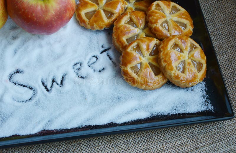Mini Apple Pies with Sugar Background Stock Image - Image of apple ...