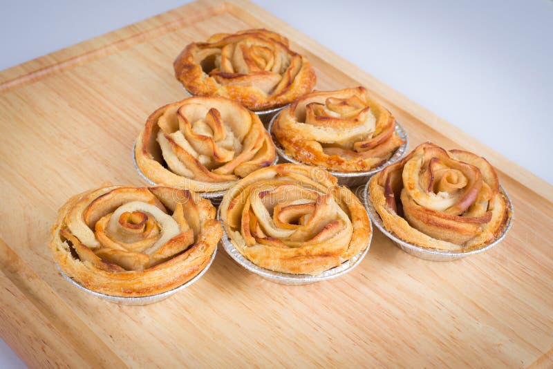 Mini apple rose pies stock image. Image of dough, white - 72528757