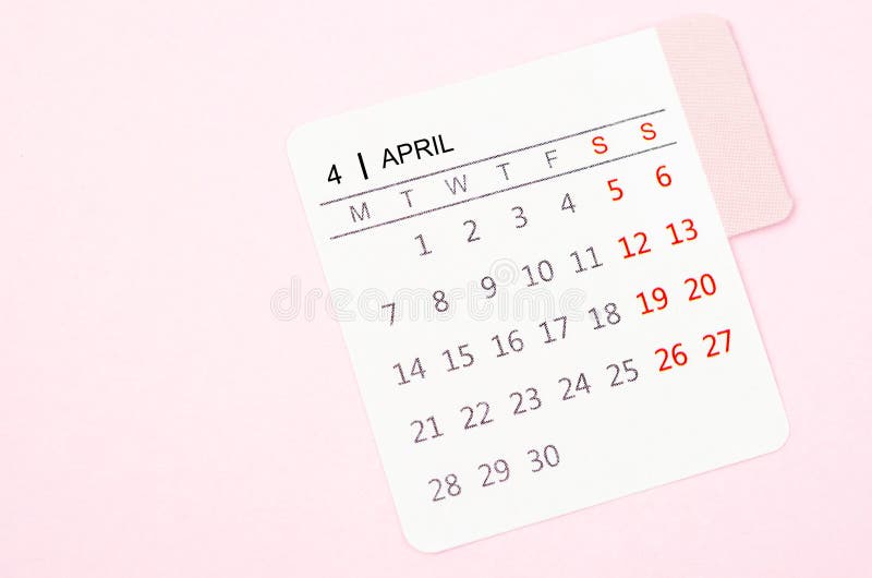 A Mini April Calendar on a Pink Color Background. High Resolution and ...