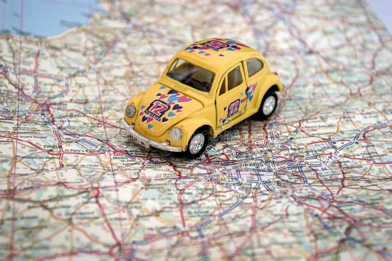 Mini auto on a map stock photo. Image of renting, direction - 437238