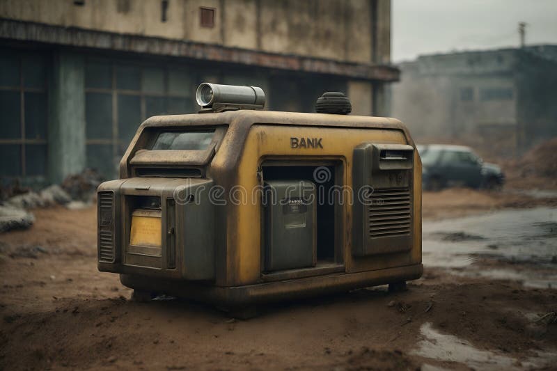A Mini Bank in a Post-apocalyptic World Stock Illustration ...