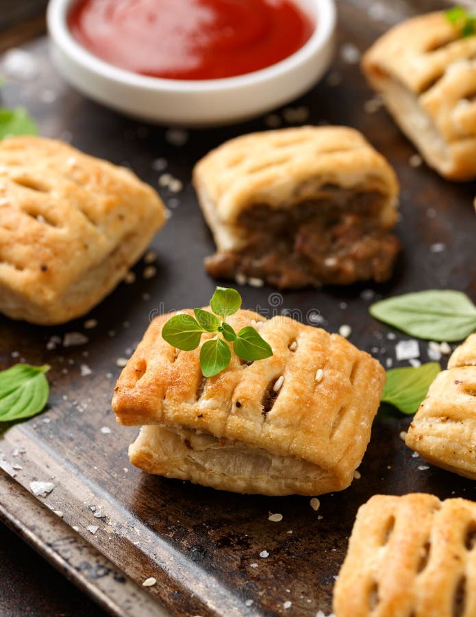 Mini Beef Patties with Vegetables and Red Wine Wrapped in Puff Pastry ...