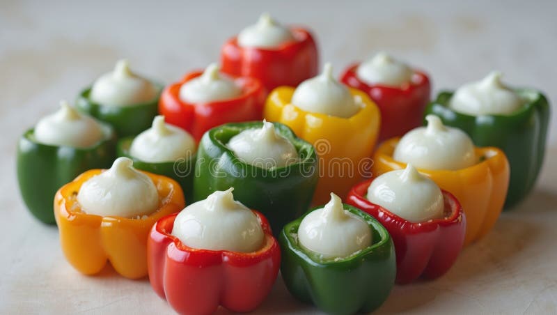 Mini Bell Peppers Filled with Cream Cheese Stock Photo - Image of mini ...