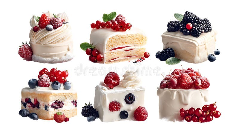 Mini Berry Cheesecakes on Transparent Background Stock Illustration ...