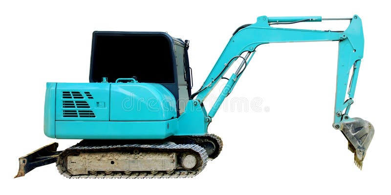 Blue Excavator Digger Working at Night on Street Stock Image - Image of ...