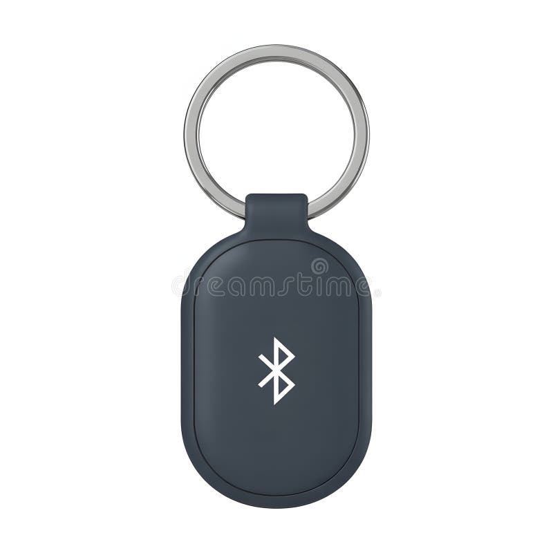 Mini Bluetooth Tracker Keychain Front View on White Stock Illustration - Illustration of white ...