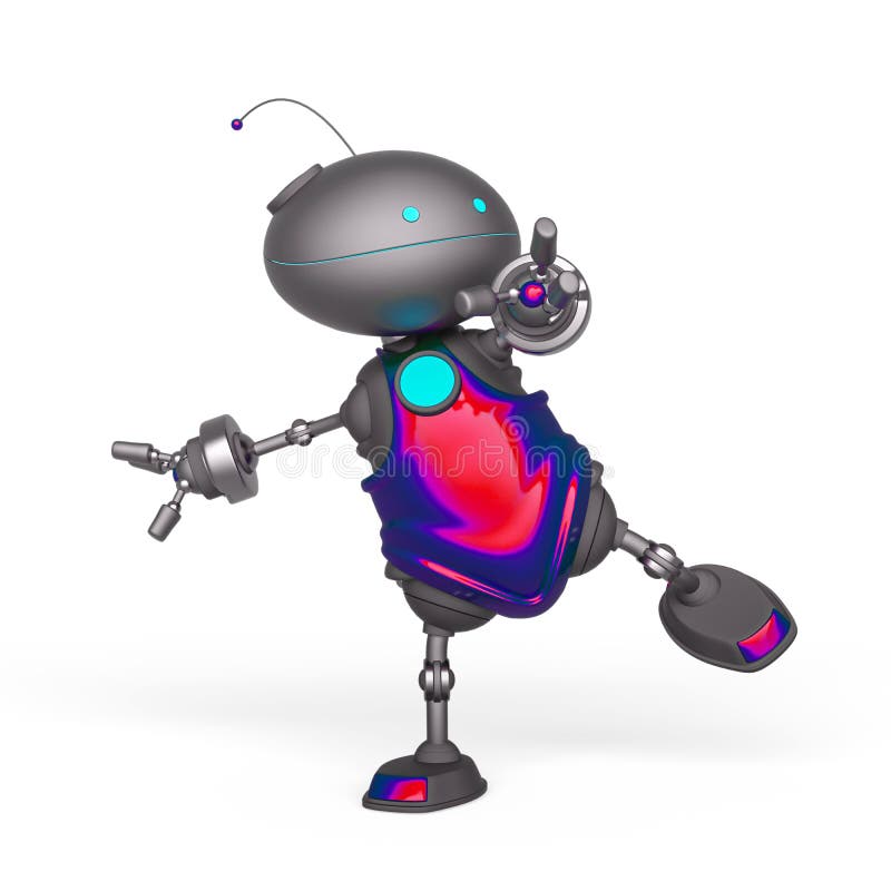 Mini Bot is Doing a Super Hero Pose in White Background Stock ...