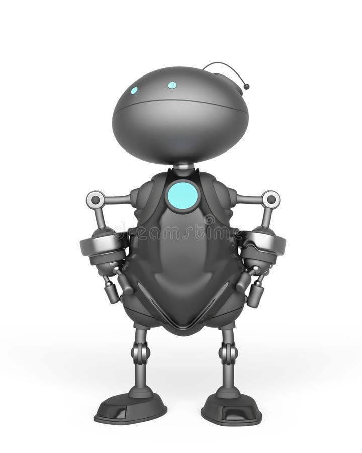 Mini Bot is Doing a Super Hero Pose in White Background Stock ...