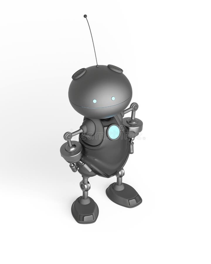 Mini Bot is Doing a Super Hero Pose in White Background Isometric View ...