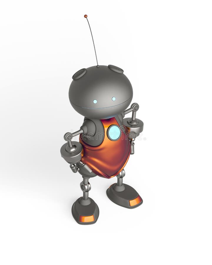 Mini Bot is Doing a Super Hero Pose in White Background Isometric View ...