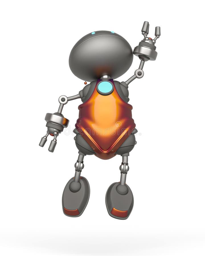 Mini Bot is Jumping in White Background Isometric View Stock ...