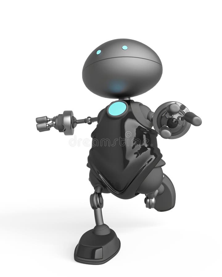 Mini Bot is Running in White Background Close Up View Stock ...