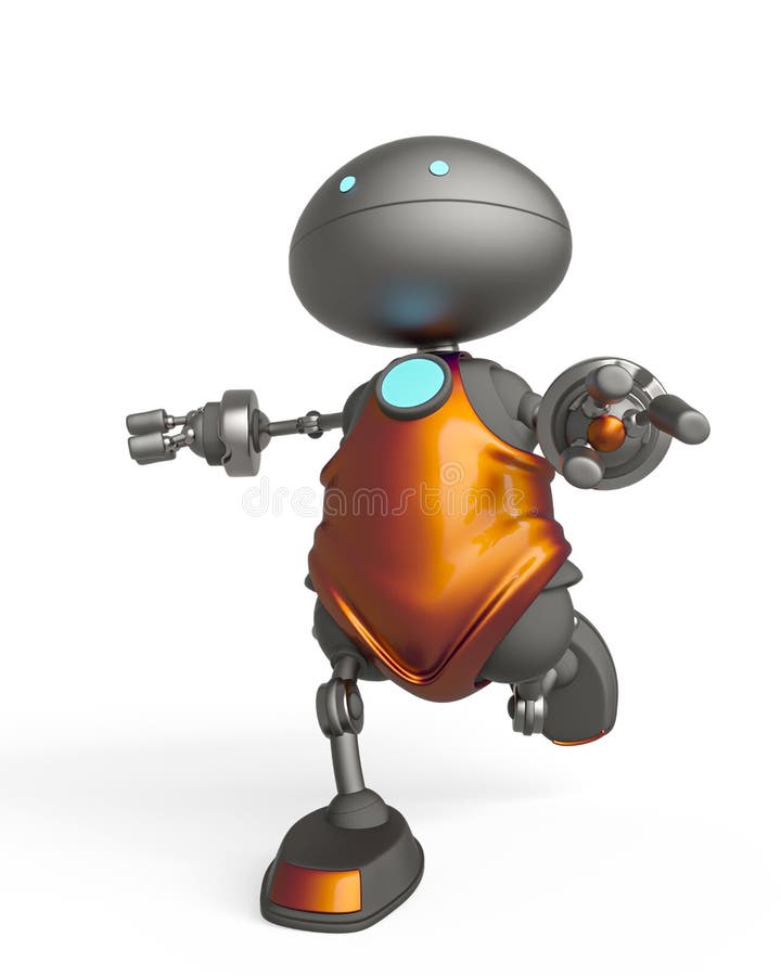 Mini Bot is Running in White Background Isometric View Stock ...