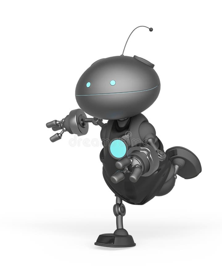 Mini Bot is Speeding Up in White Background Stock Illustration ...