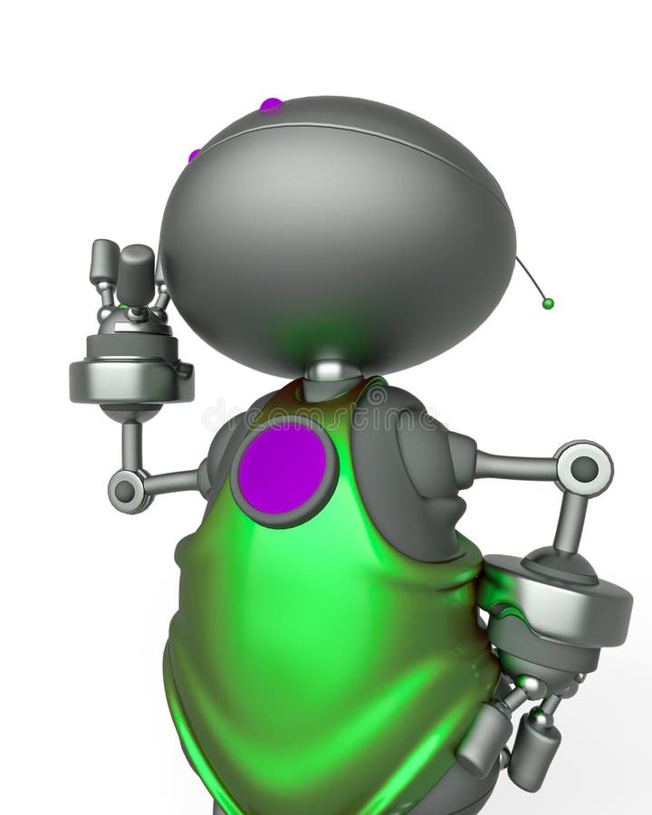 Mini Bot is Thinking about in White Background Close Up View Stock ...