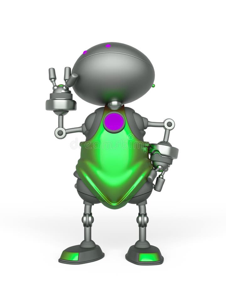 Mini Bot is Thinking about in White Background Stock Illustration ...