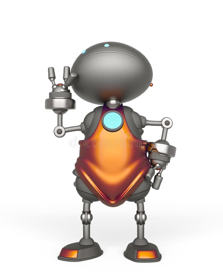 Mini Bot is Thinking about in White Background Stock Illustration ...