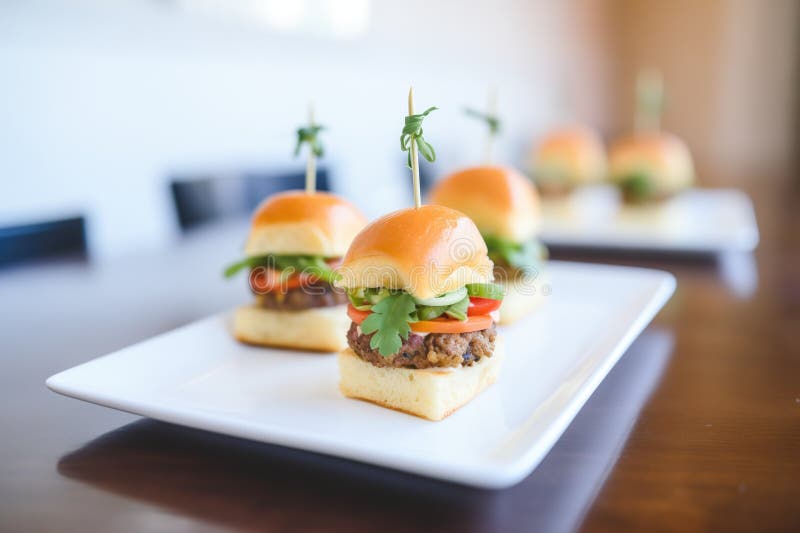Mini Brioche Sliders with Ground Beef Patties Stock Image - Image of ...