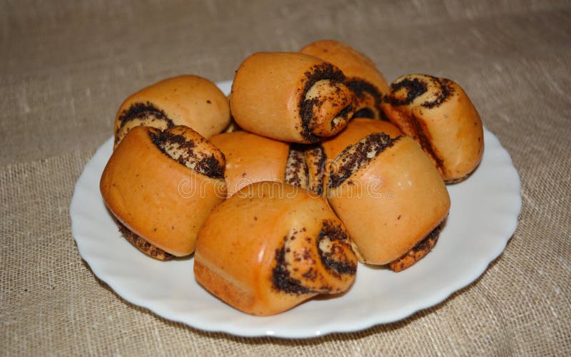 Mini buns on a plate stock image. Image of white, bakery - 68521529