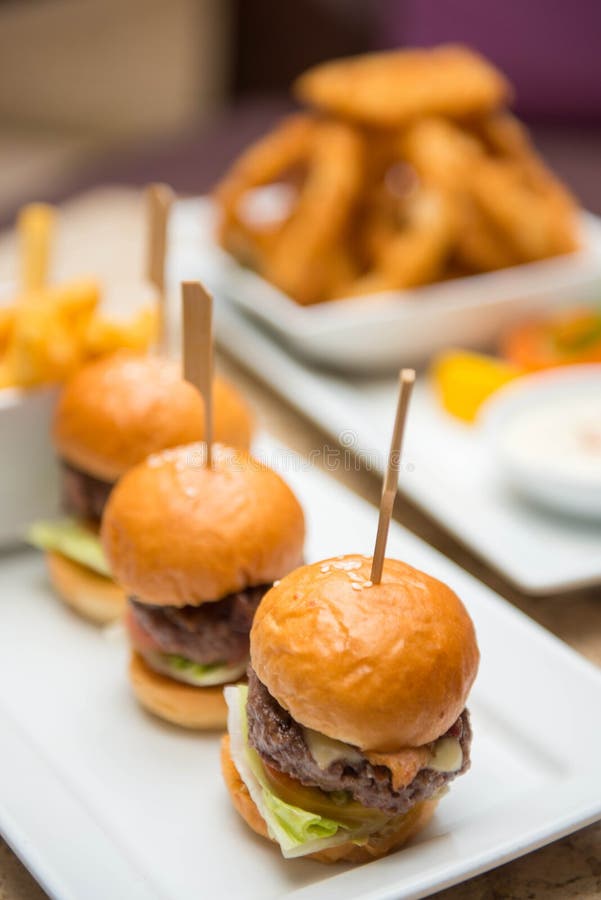 Mini burger with beef stock photo. Image of unhealthy - 60565662