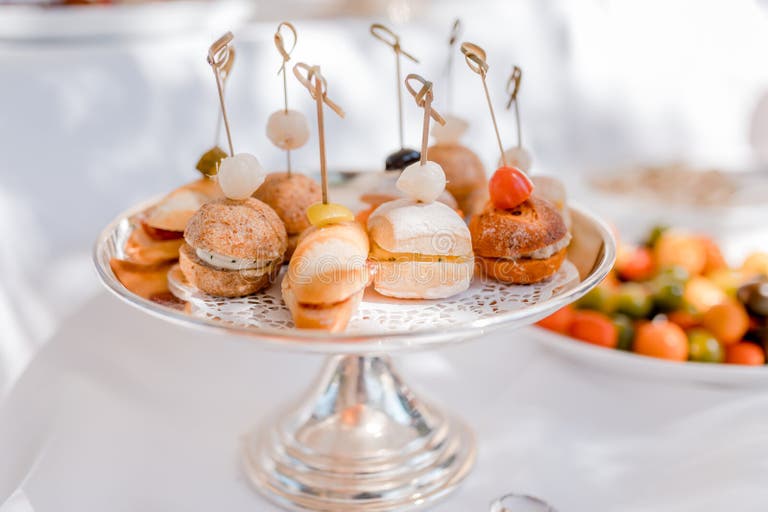 Mini Burger Canapes on a Table Stock Photo - Image of canape, table ...