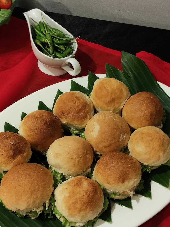 Mini Burger for Coffee Break Time Stock Photo - Image of time, coffee ...