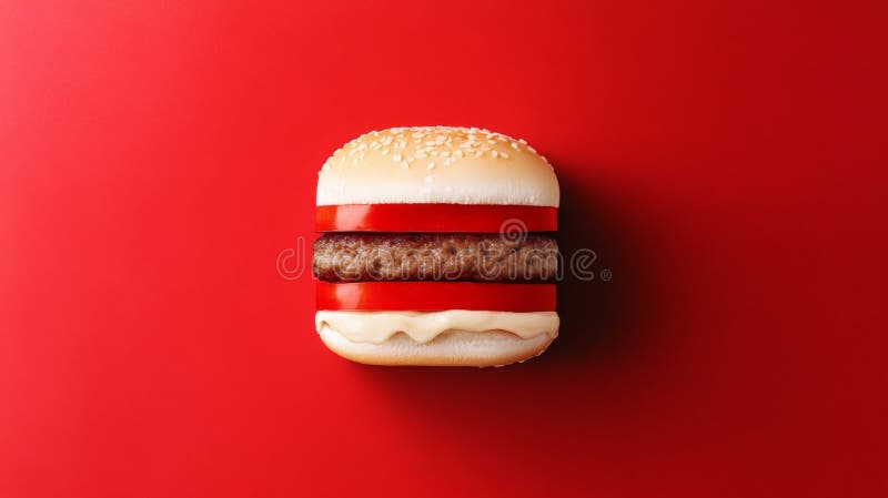 Mini Burger on Red Background Stock Illustration - Illustration of shot ...