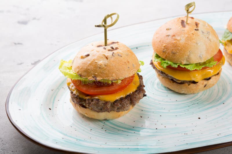 Mini Burgers Served for Dinner Stock Photo - Image of macro, cuisine ...