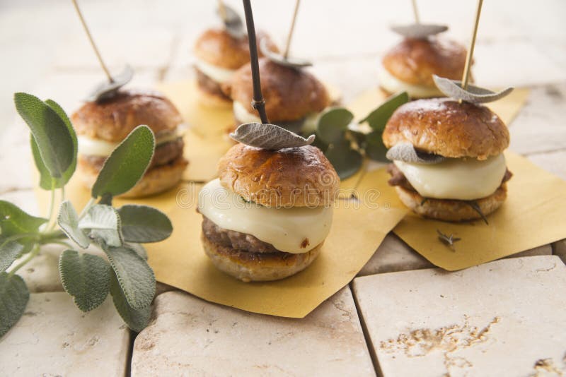 Mini burgers stock photo. Image of gourmet, sage, fast - 59900962