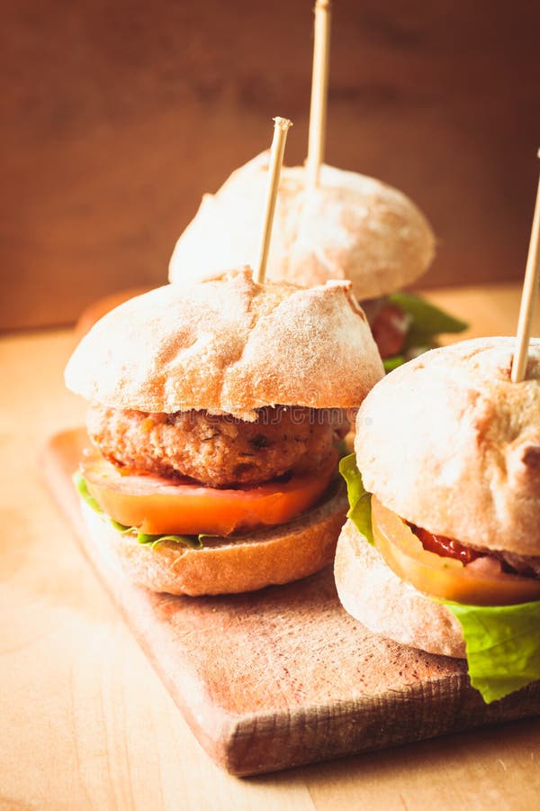 Mini burgers stock image. Image of gourmet, vegetable - 54883159