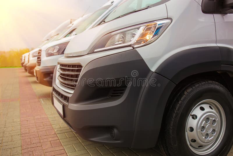 Mini-buses in a Row for Sale or Rent Stock Photo - Image of minibus ...