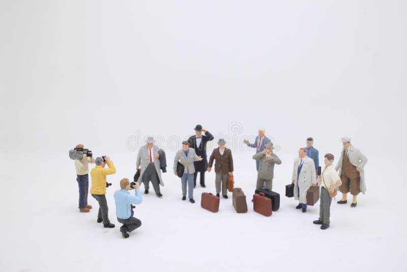 A Mini Business Traveler Figure Standing on Stock Image - Image of ...